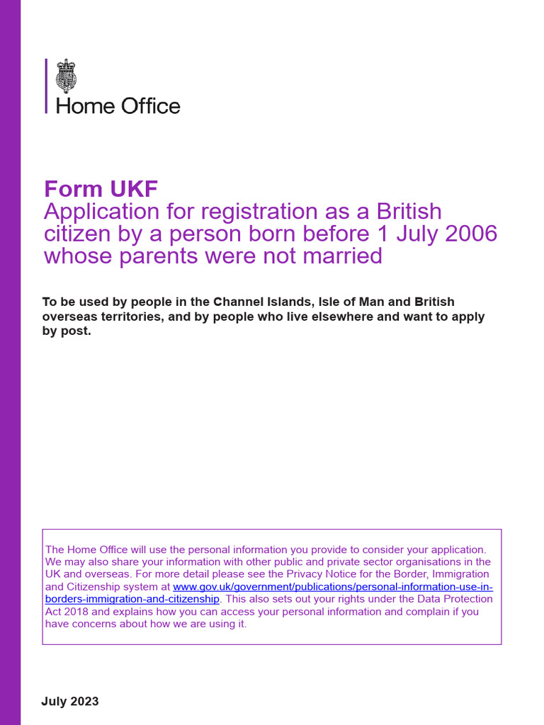 UKF Form for British Citizenship Application | PDF | Government And ...