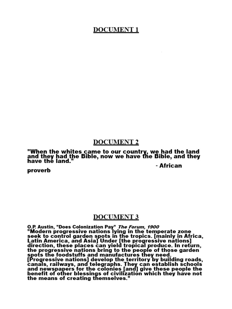 Part 2 Imperialism - impact in Africa Gallery walk completed | PDF ...