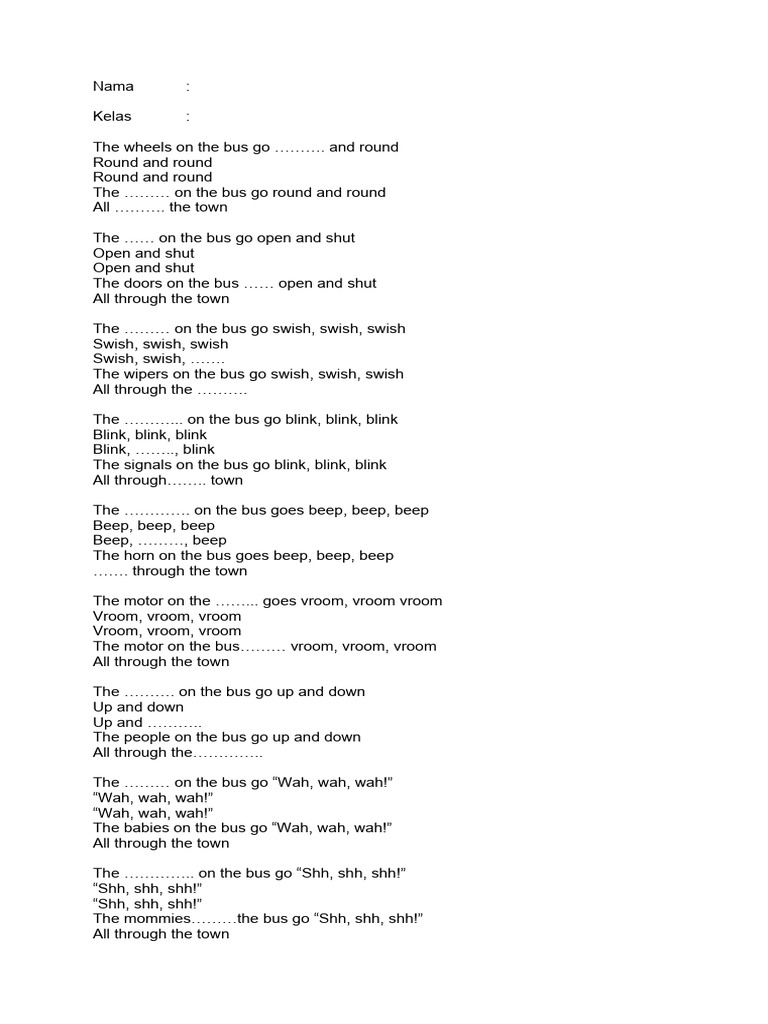 Wheels on the Bus Lyrics | PDF | Art