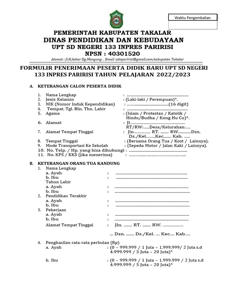 Format Formulir | PDF