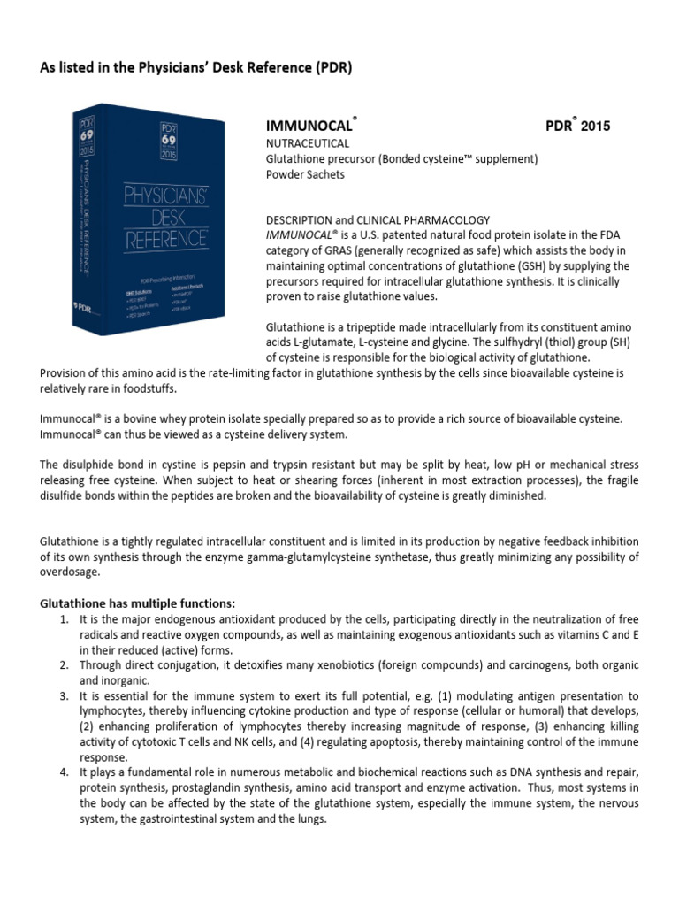 Immunocal PDR 2015 | PDF | Cysteine | Glutathione