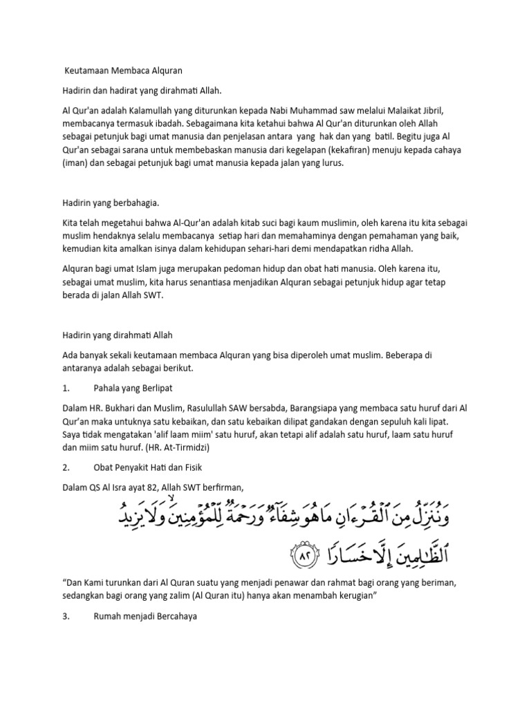 Keutamaan Membaca Alquran | PDF