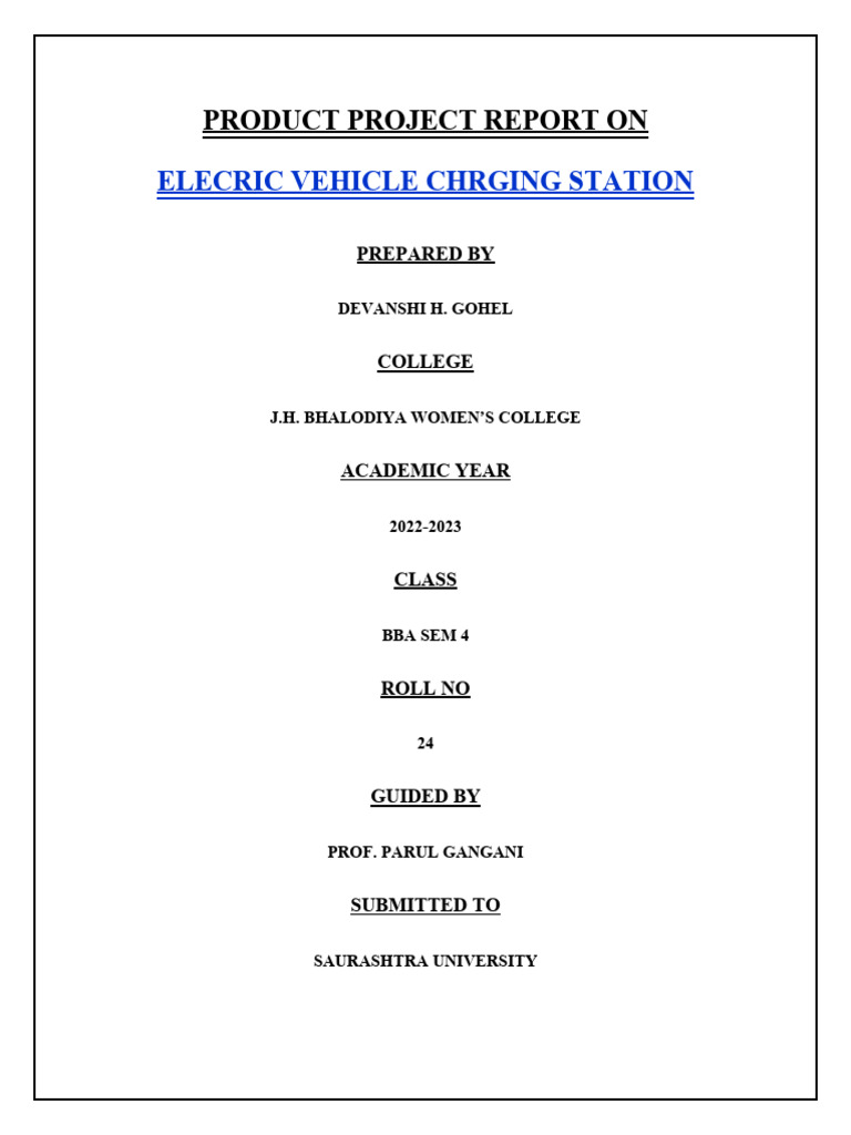 Product Project Report | PDF | Electric Vehicle | Battery Charger