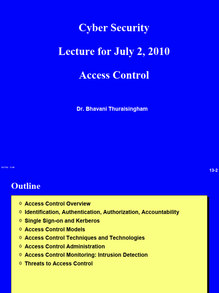 Lecture 13 | PDF | Computer Access Control | Biometrics
