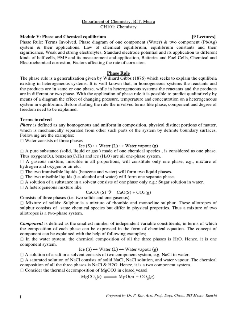 Phase and Chemical Equilibrium in Chemistry | PDF | Phase Rule | Heat ...