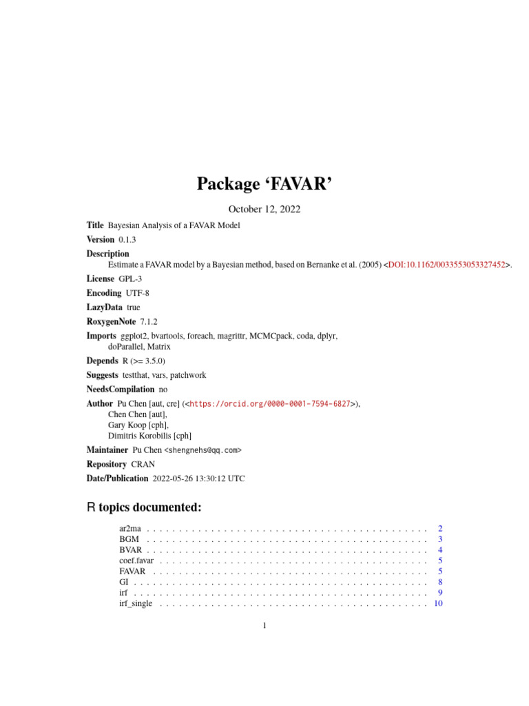 FAVAR | PDF | Autoregressive Model | Statistical Theory
