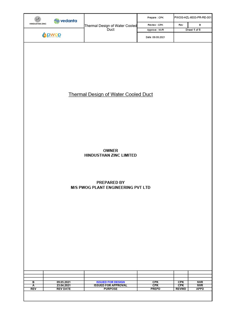 Water Cooled Duct Design | PDF | Heat Transfer | Duct (Flow)