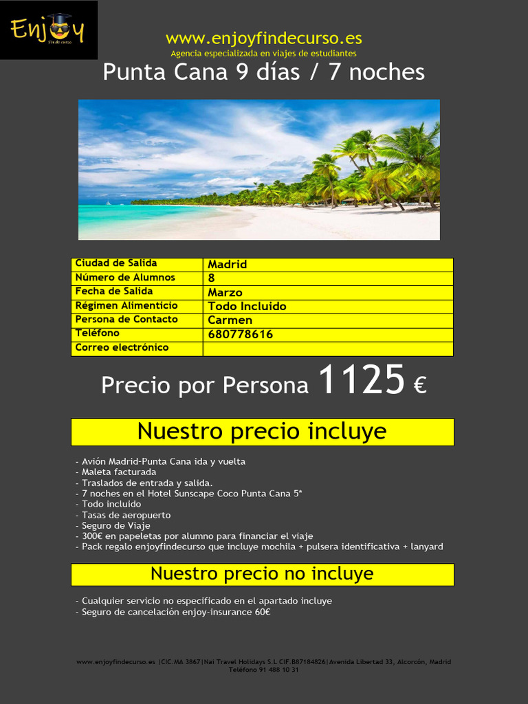 Presupuesto Carmen Punta Cana | PDF