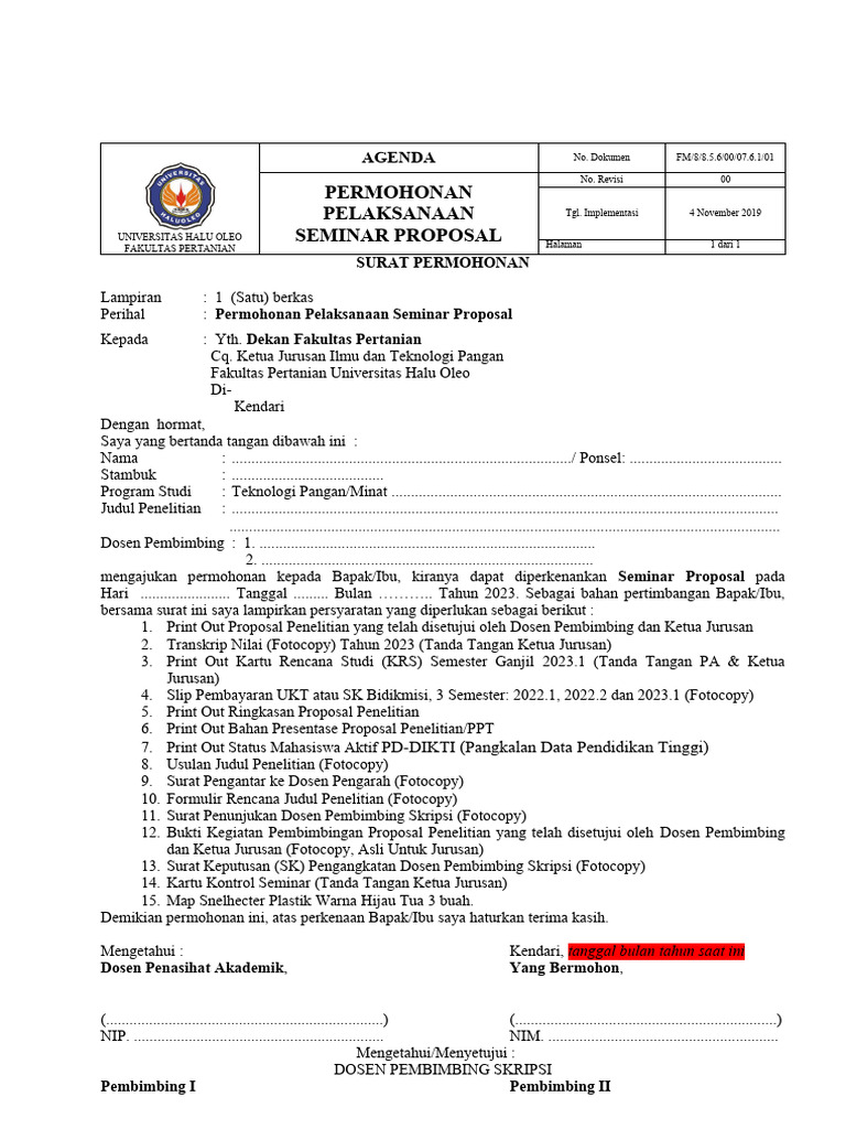 Syarat Seminar Proposal 2023 | PDF