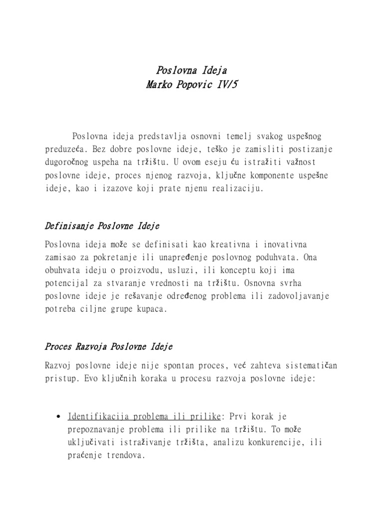 Poslovna Ideja | PDF