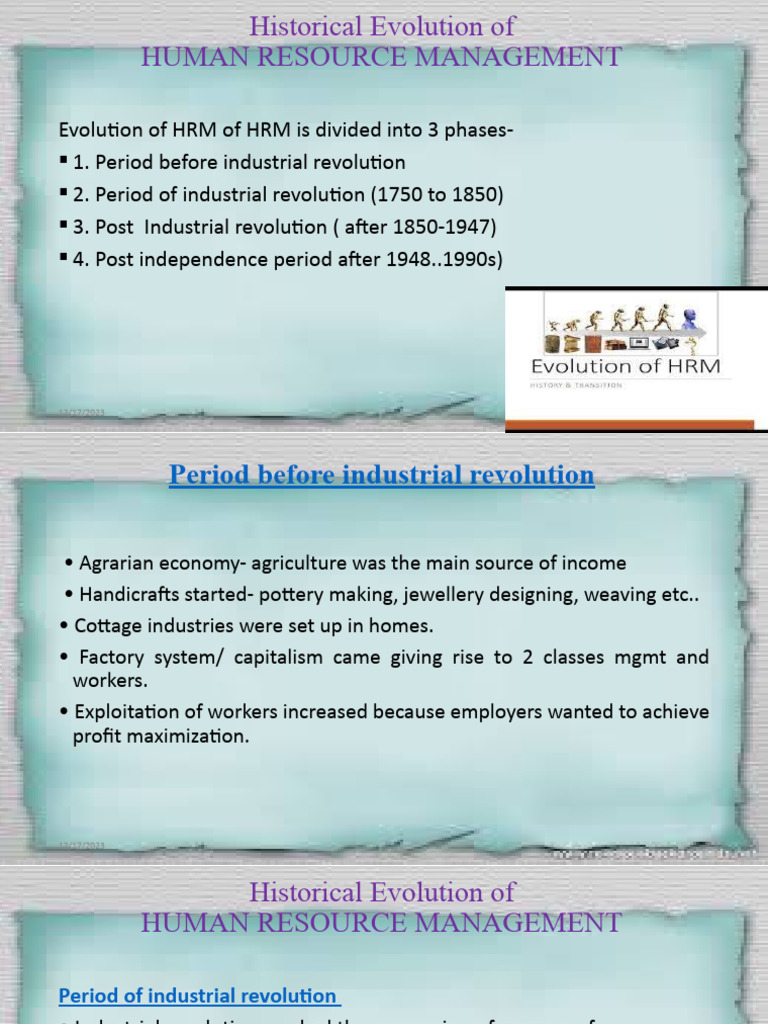 Historical evolution of HRM | PDF | Human Resource Management ...