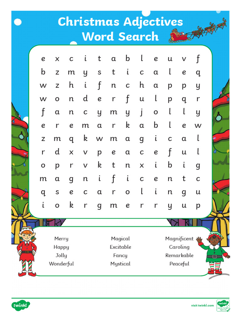 Christmas Adjectives Wordsearch | PDF