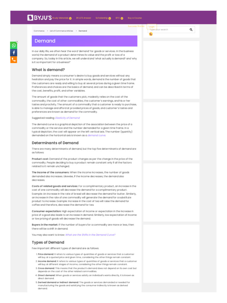 Byjus Com Commerce Demand | PDF | Demand | Demand Curve Byjus Com Commerce Demand | PDF | Demand | Demand Curve
