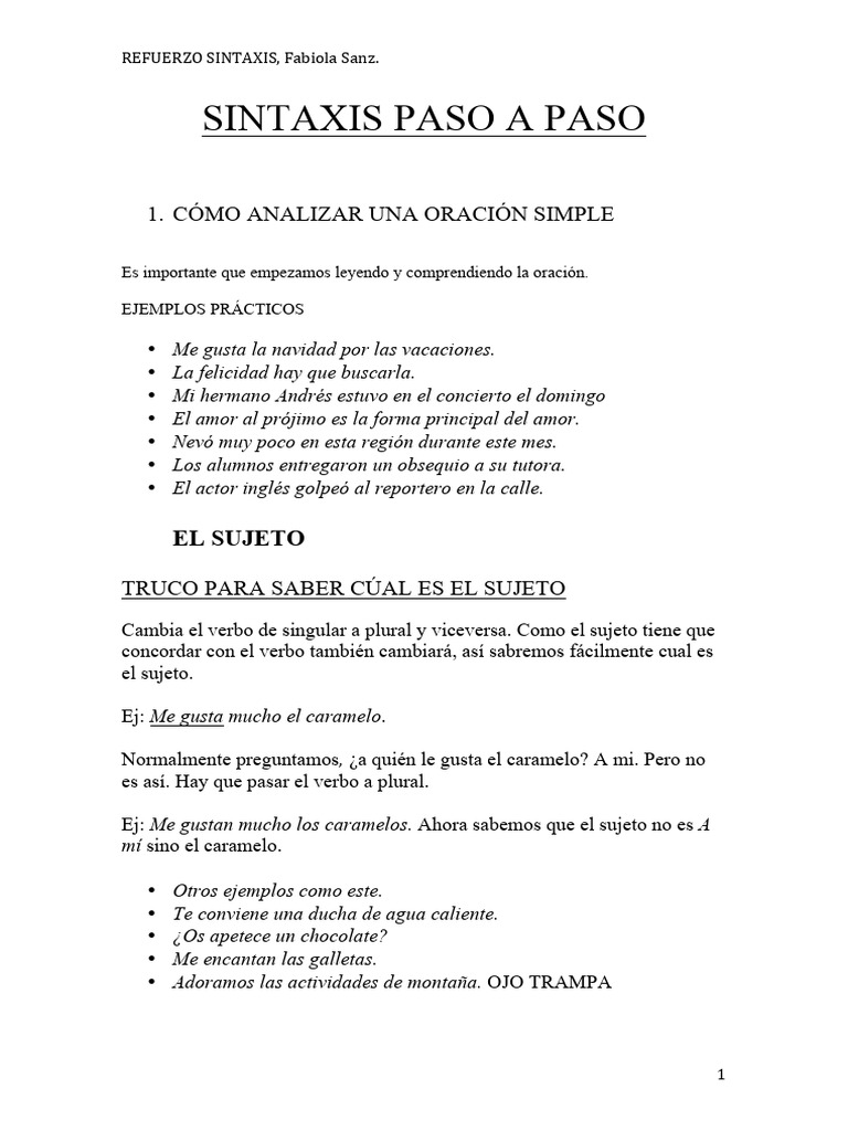 Sintaxis Paso A Paso | Descargar gratis PDF | Predicado (Gramática) | Asunto (gramática)
