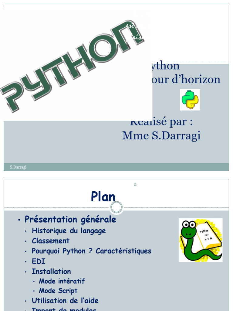 Python Intro | PDF | Python (Langage de programmation) | Environnement de développement