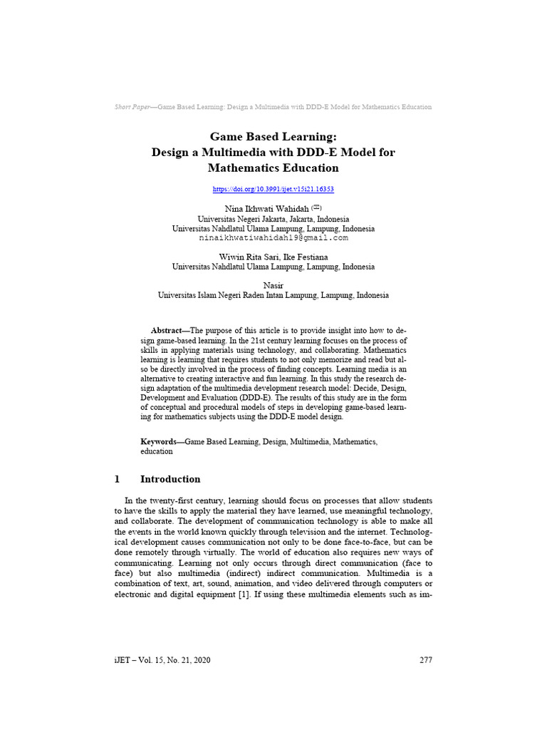 Game Based Learning Design | PDF | Learning | Multimedia