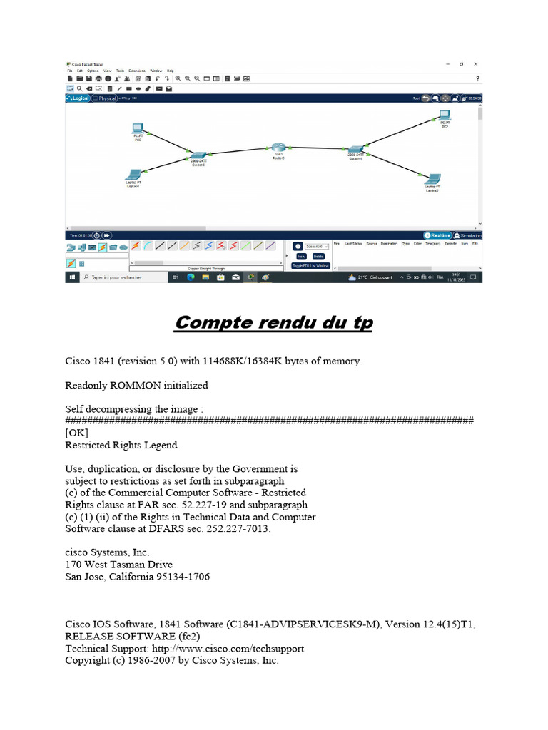 Compte Rendu Du TP | Download Free PDF | Router (Computing) | Ip Address
