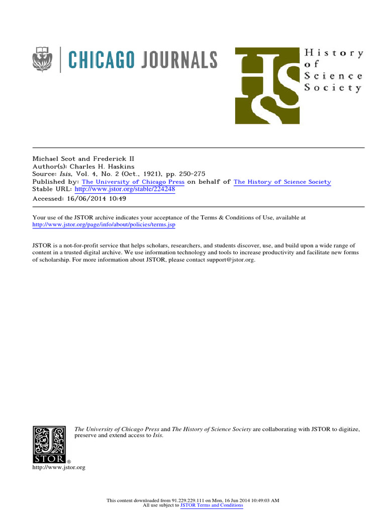 Michael Scot and Frederick II | PDF | Alchemy | Science