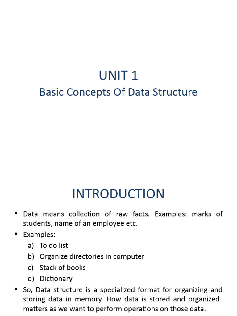 1 Introduction To Ds Pdf Algorithms Pointer Computer Programming 