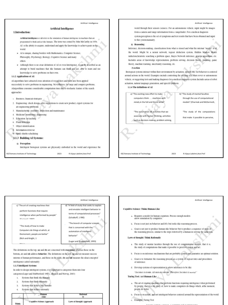 Module-1 AIML | PDF | Intelligence (AI) & Semantics | Artificial ...