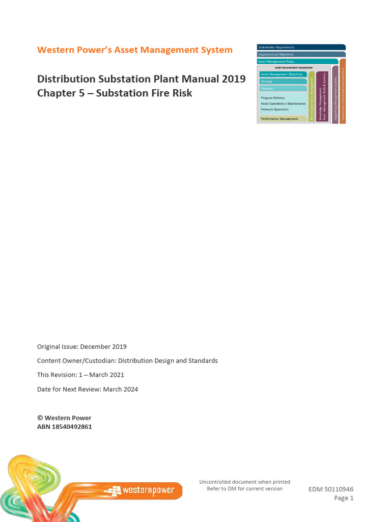 Distribution Substation Plant Manual Chapter5 Substation Fire Risk ...