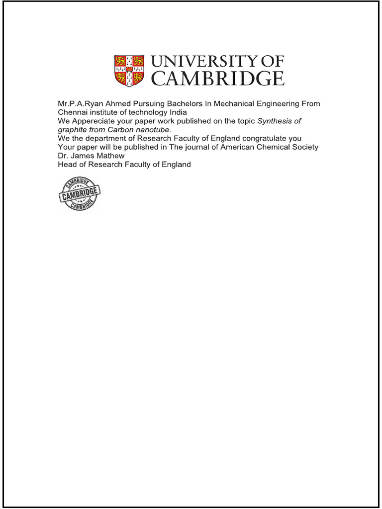 Letter From University of Cambridge | PDF