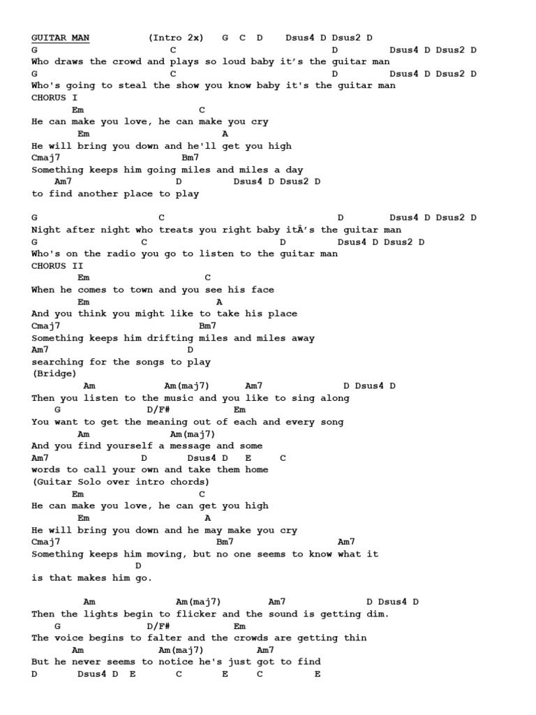 Bread-Guitar_Man-chords2 | PDF | Musical Forms | Songs