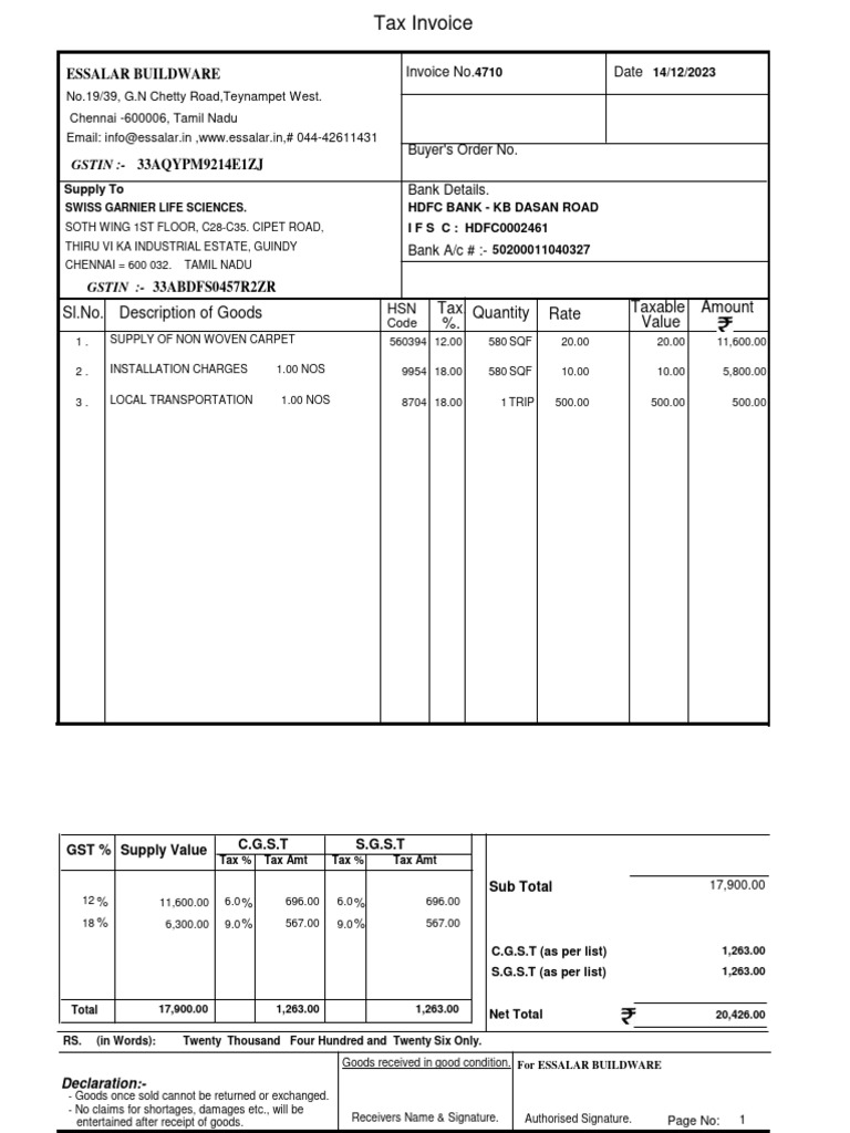 4710 Swiss Garnier | PDF | Taxes | Invoice