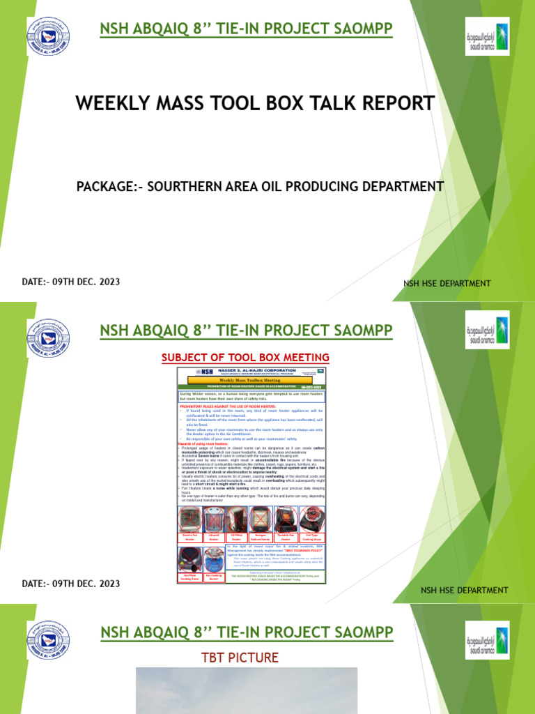 NSH Abqq Site Tool Box Meeting | PDF | Stove | Safety