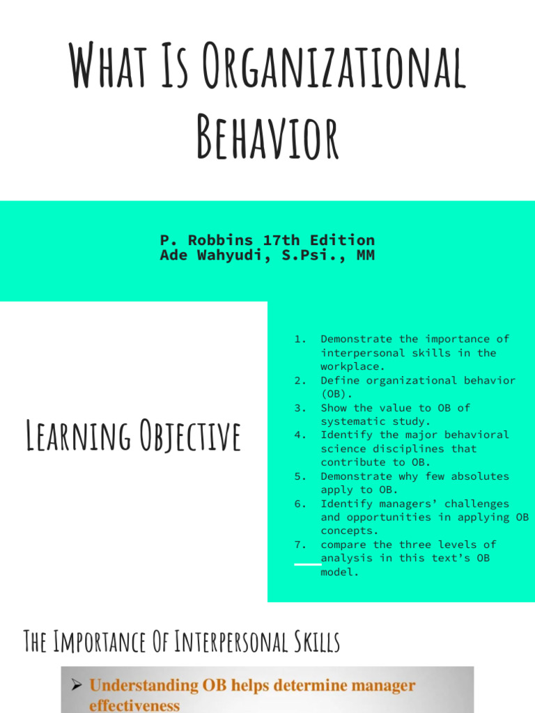 What Is Organizational Behavior Week 1 | Download Free PDF | Organizational Behavior | Human ...