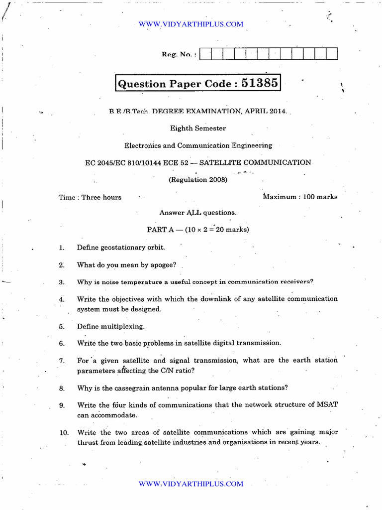University Question Papers | PDF | Communications Satellite | Orbit