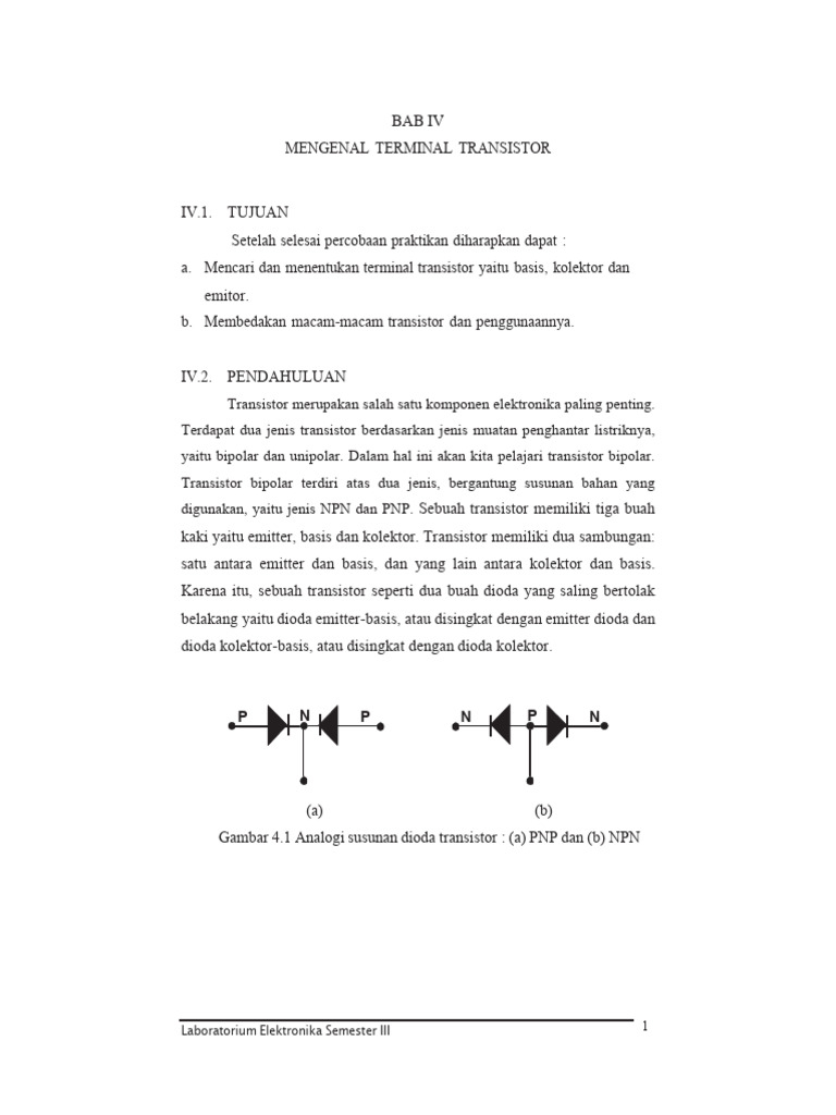 JOBSHEET Mengenal Terminal Transistor | PDF