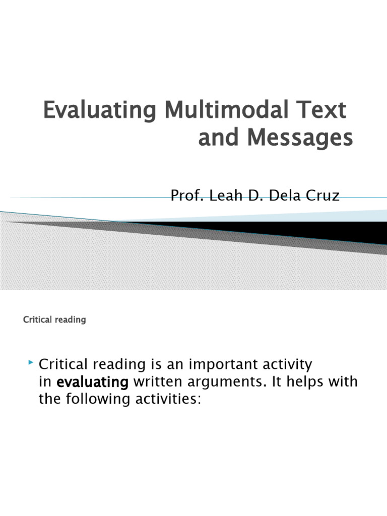 Evaluating Multimodal Text | PDF | Argument | Information Evaluating Multimodal Text | PDF | Argument | Information
