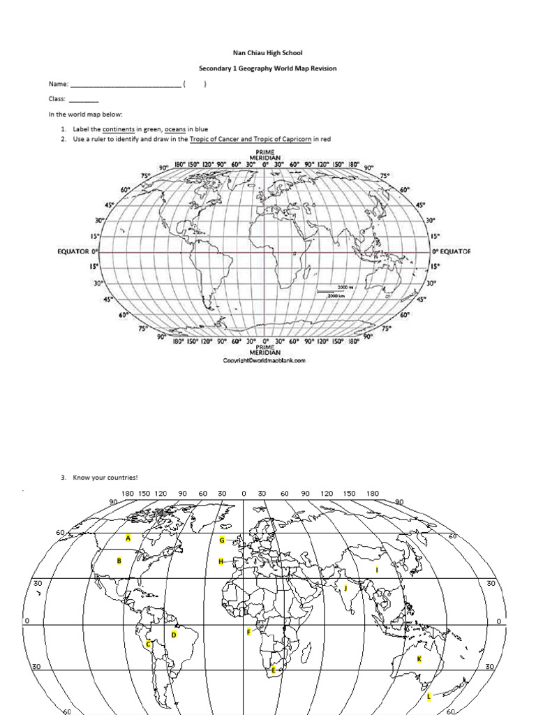 World Map Reading Revision | PDF | Geography | Cartography