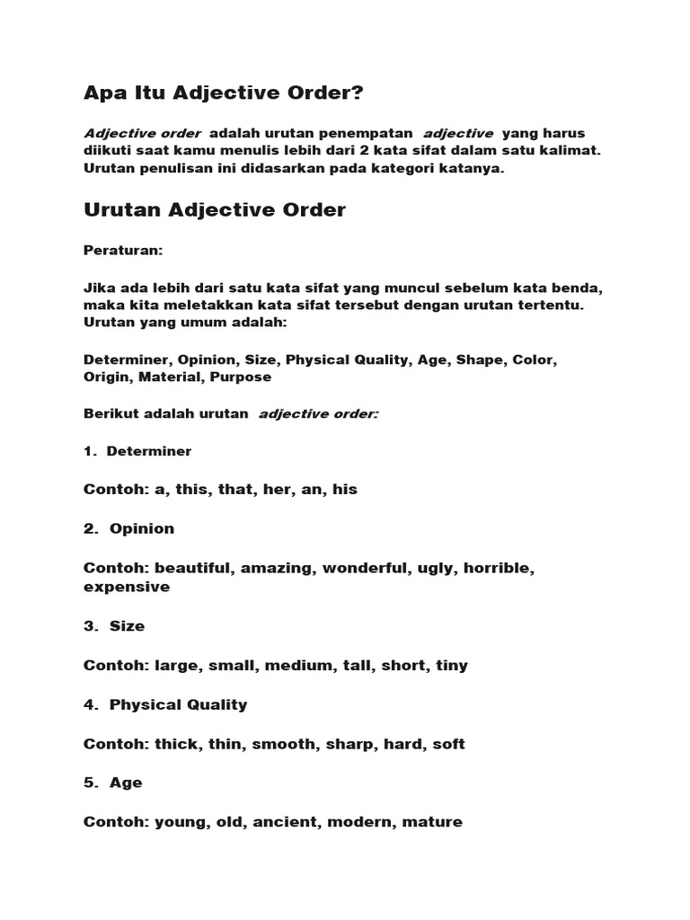 Adjective Order | PDF