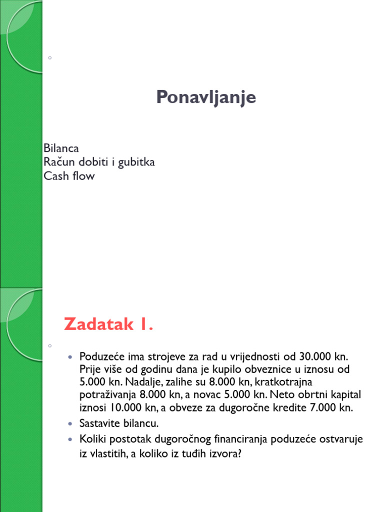 Ponavljanje Bilanca RDG CF 2022 S-Rjesenjima | PDF