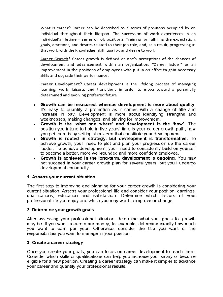 career growth and career development | PDF | Goal | Cognition