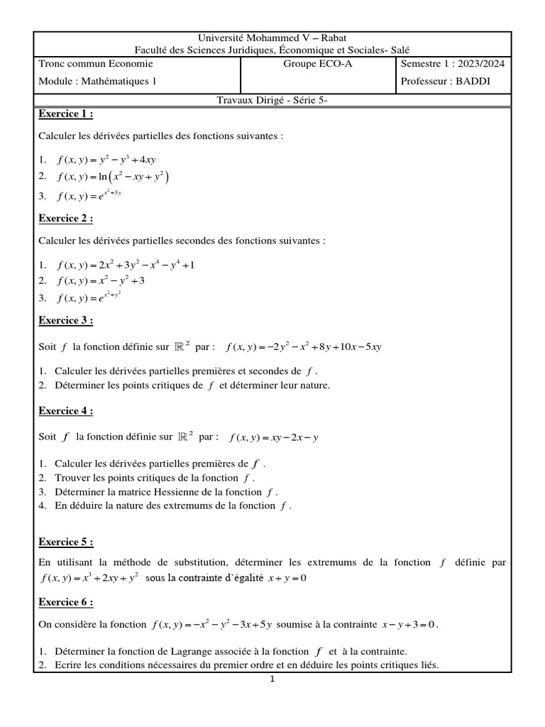 Points critiques et matrice hessienne | PDF | Calcul | Mathématiques ...