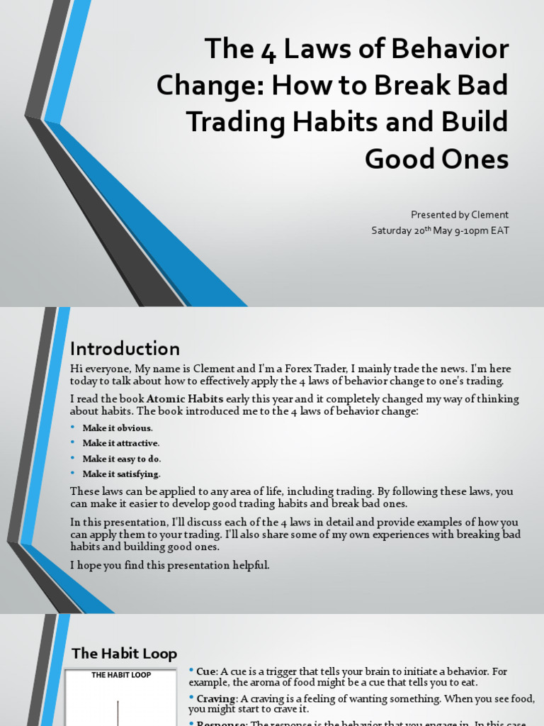 4 Laws of Behavior Change in Trading | PDF | Habits | Psychological ...