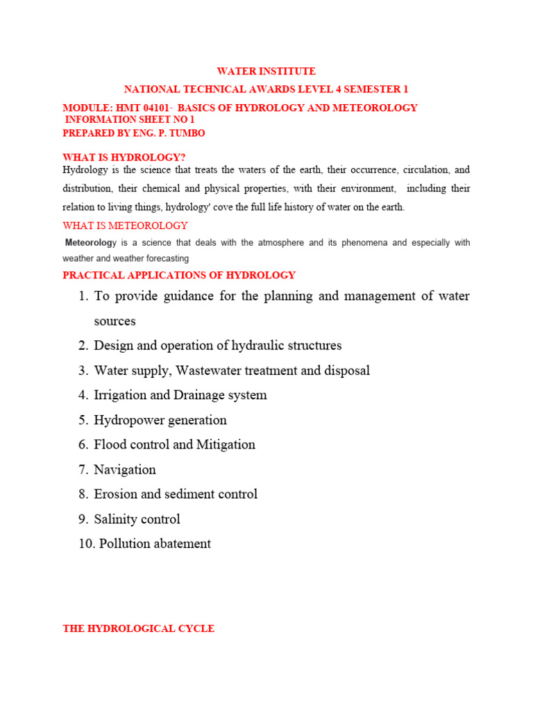 Notes On Basics of Hydrology and Meteorology-1-1 | PDF | Atmosphere Of ...