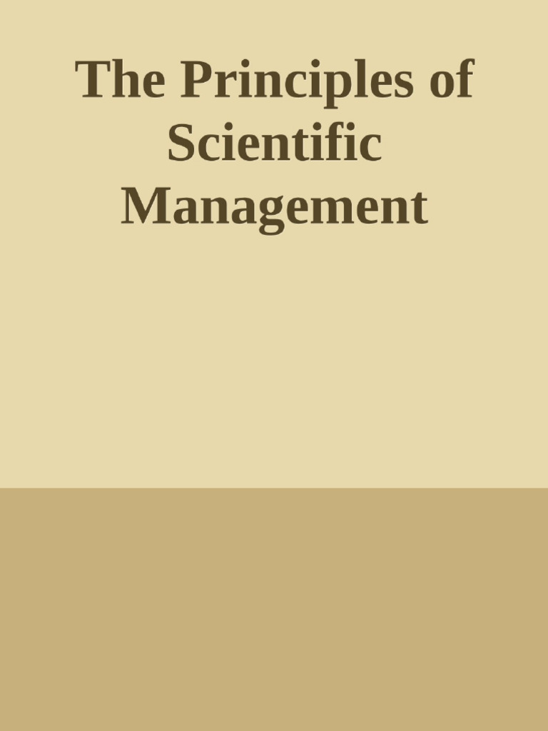 The Principles of Scientific Management | PDF | Project Gutenberg ...
