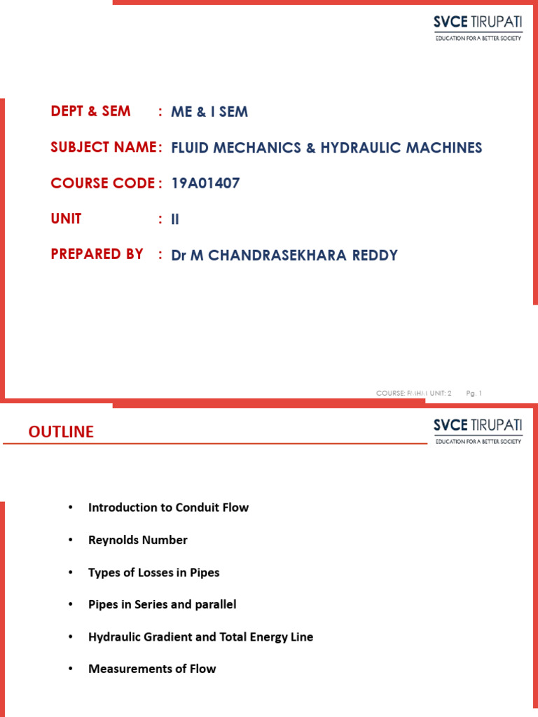 2 Unit PPT 01 | PDF | Fluid Dynamics | Reynolds Number