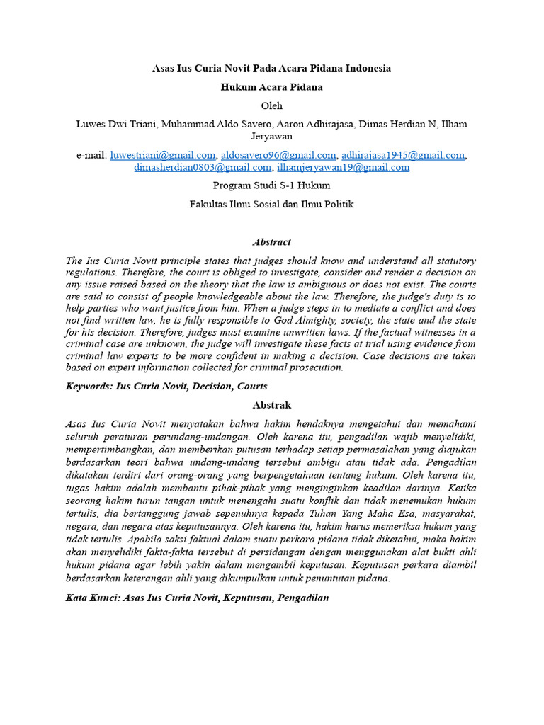 Prinsip Ius Curia Novit di Indonesia | PDF