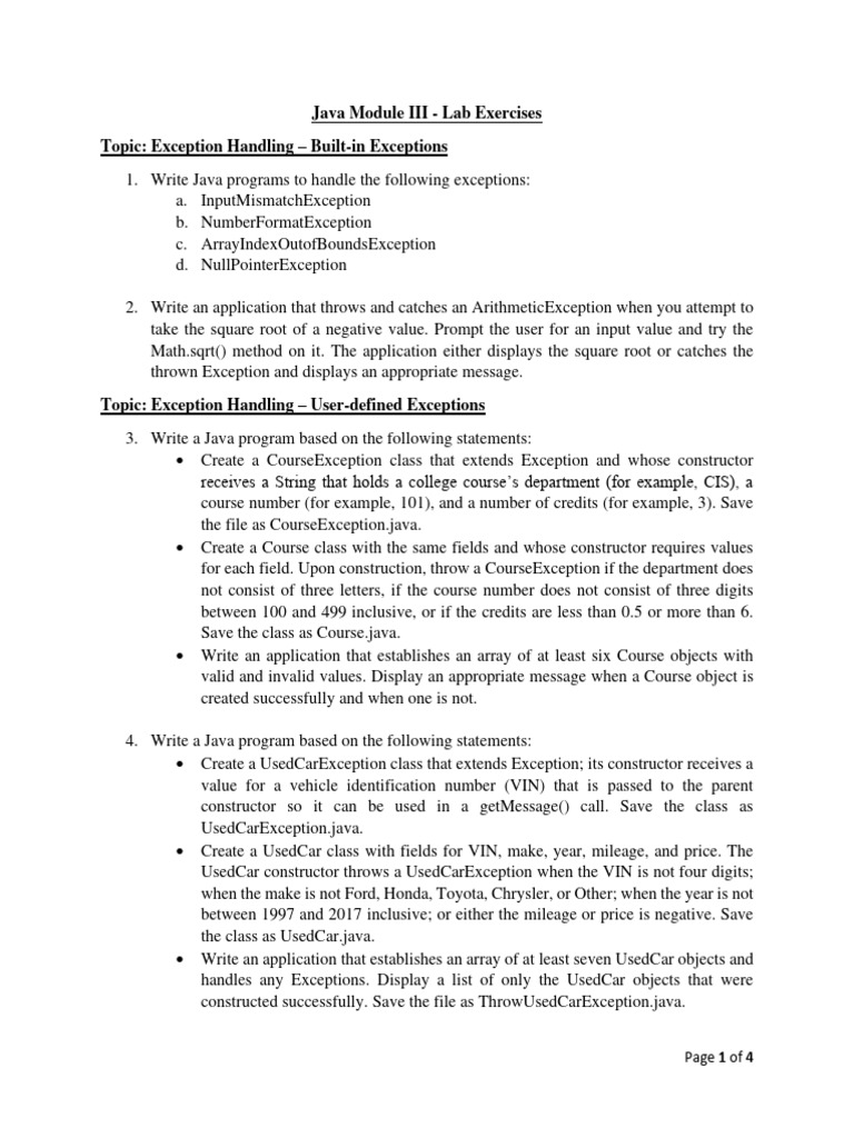 Java Module Iii Lab Exercises Pdf Computer Engineering Computer Programming