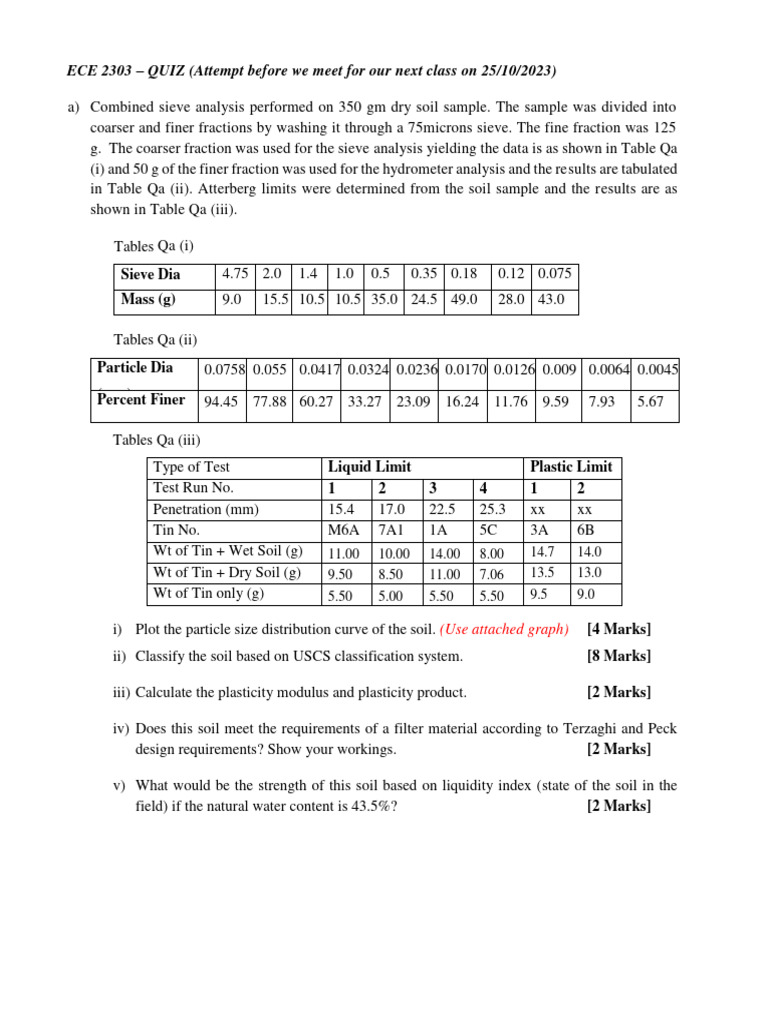 Ece 2303 - Soil Mechanics I Rat-2 | PDF | Civil Engineering | Physical Sciences