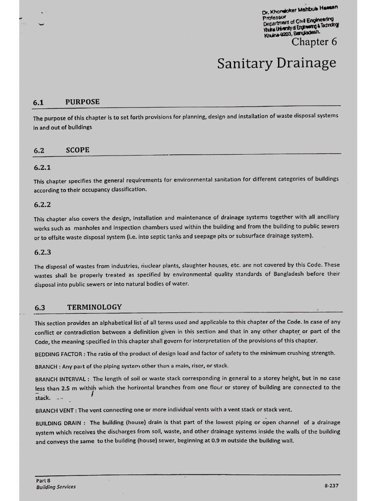Sanitary Drainage Chapter 6 | PDF