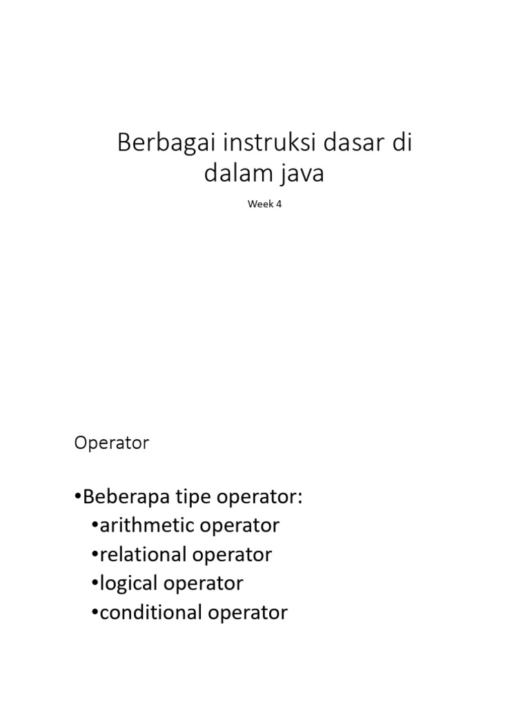 04a Berbagai Instruksi Dasar Di Dalam Java | PDF