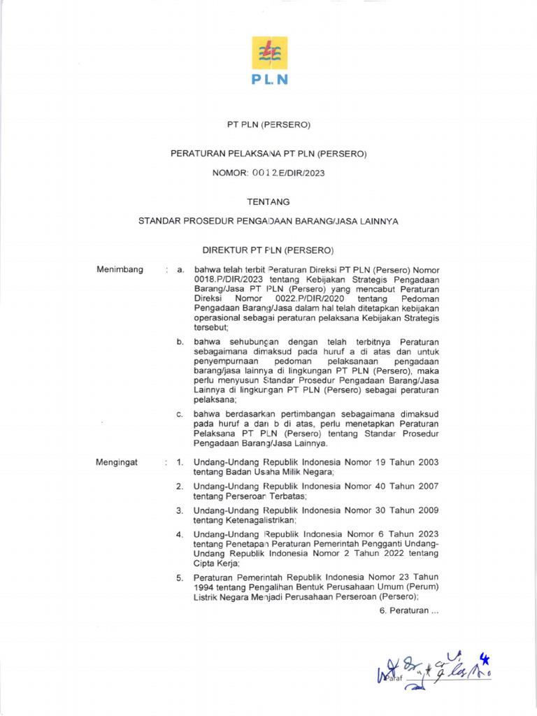 Standar Prosedur Pengadaan PT PLN | PDF | Pengelolaan Keuangan & Uang | Griya & Taman