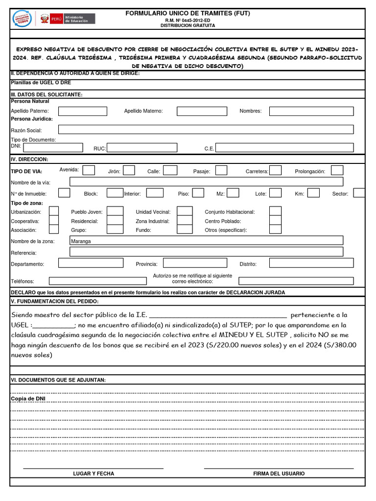 Fut para Imprimir y Llenar | PDF