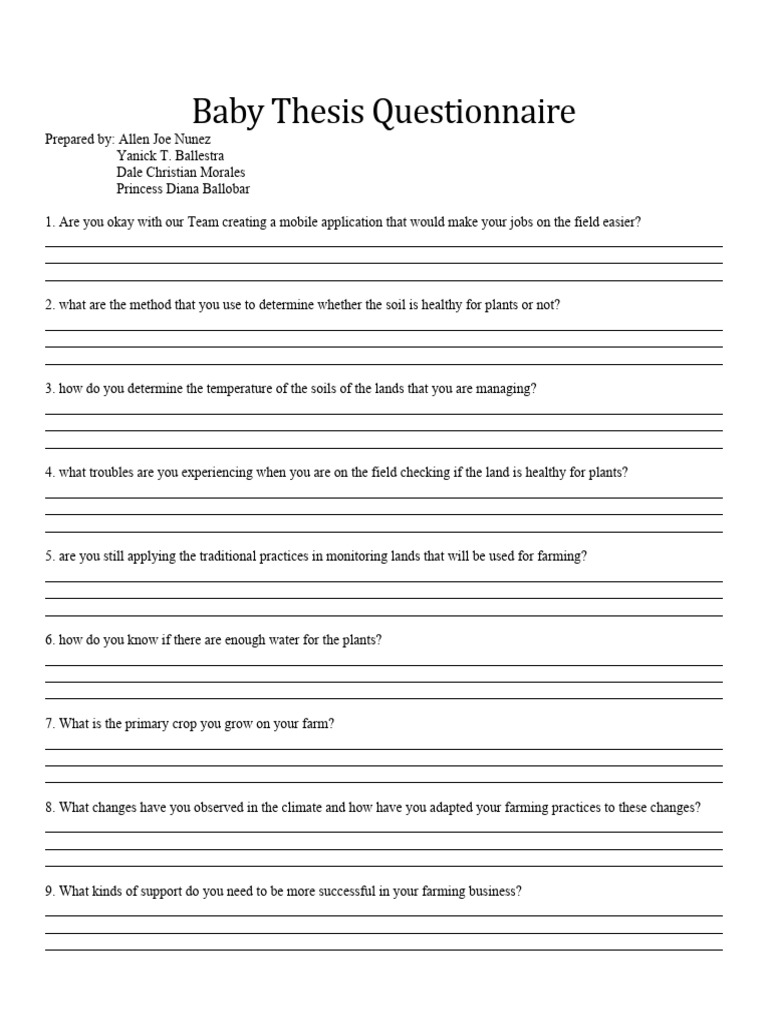 Baby Thesis Questionnaires - Extended | PDF | Career & Growth | Wellness